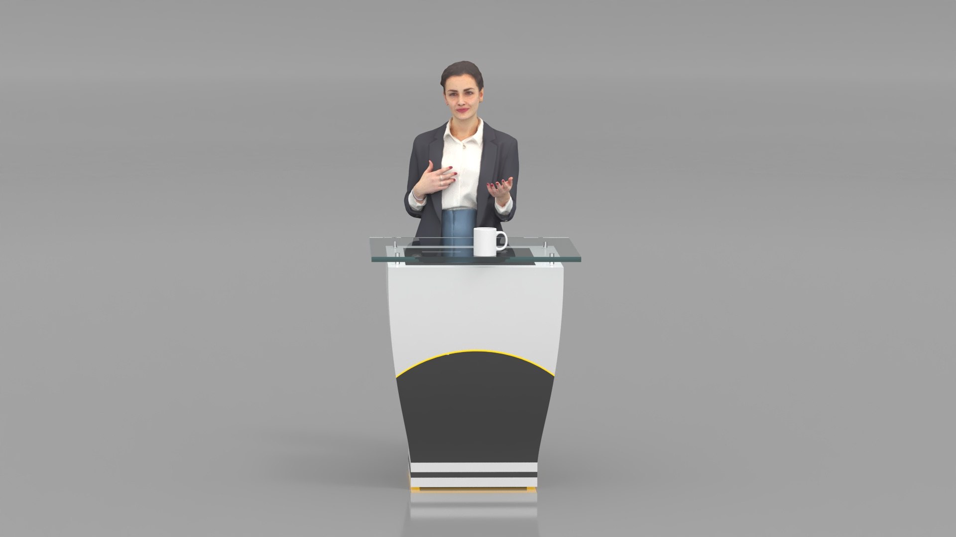 Round News desk 3D model - TurboSquid 2137832