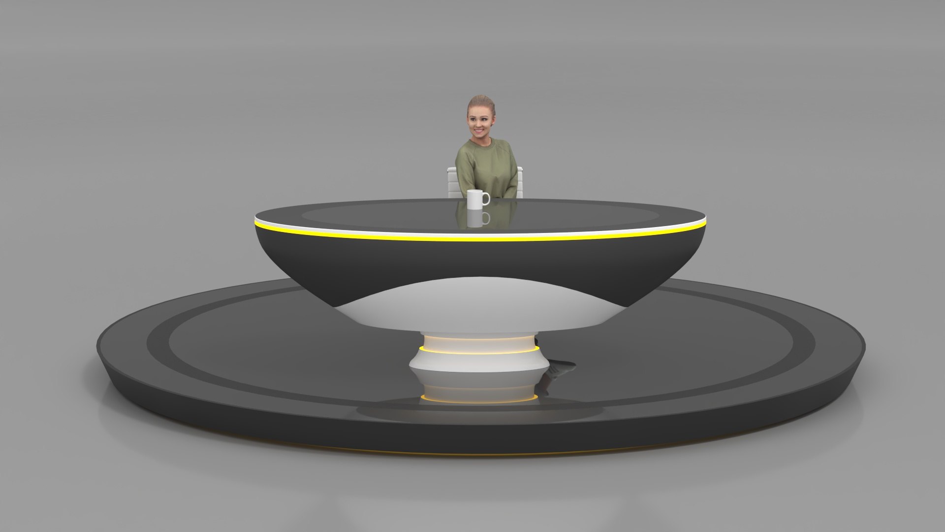 Round News desk 3D model - TurboSquid 2137832