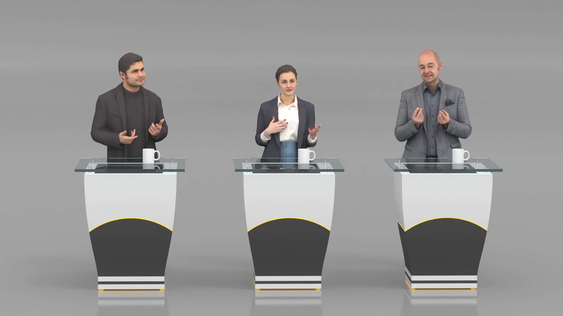 Round News desk 3D model - TurboSquid 2137832