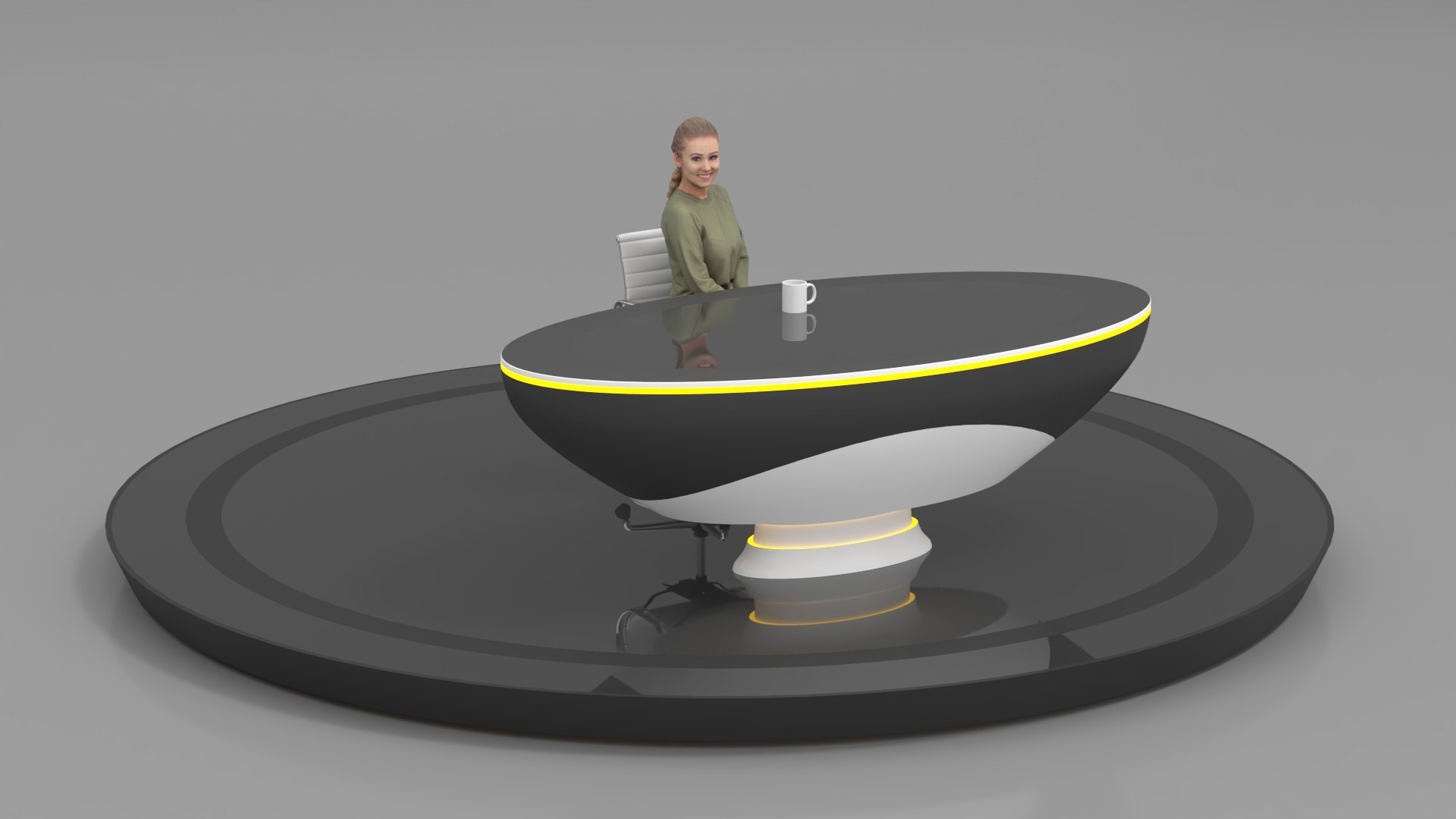 Round News desk 3D model - TurboSquid 2137832