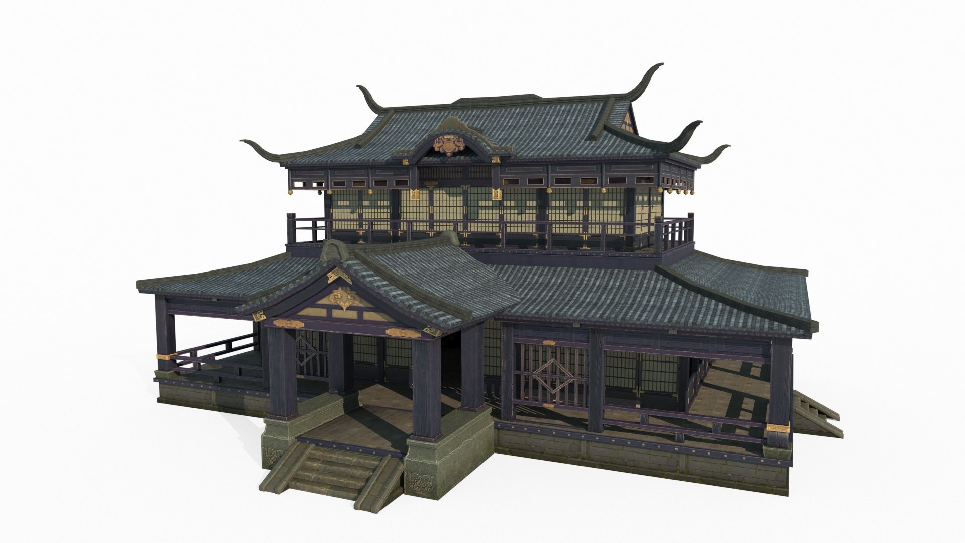 Two Story Palaces In Ancient Asian Architecture 3D - TurboSquid 2152933