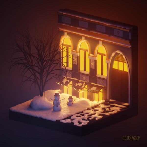 Night Snow Street City in Kiev Winter Light Scene 3D model - TurboSquid ...