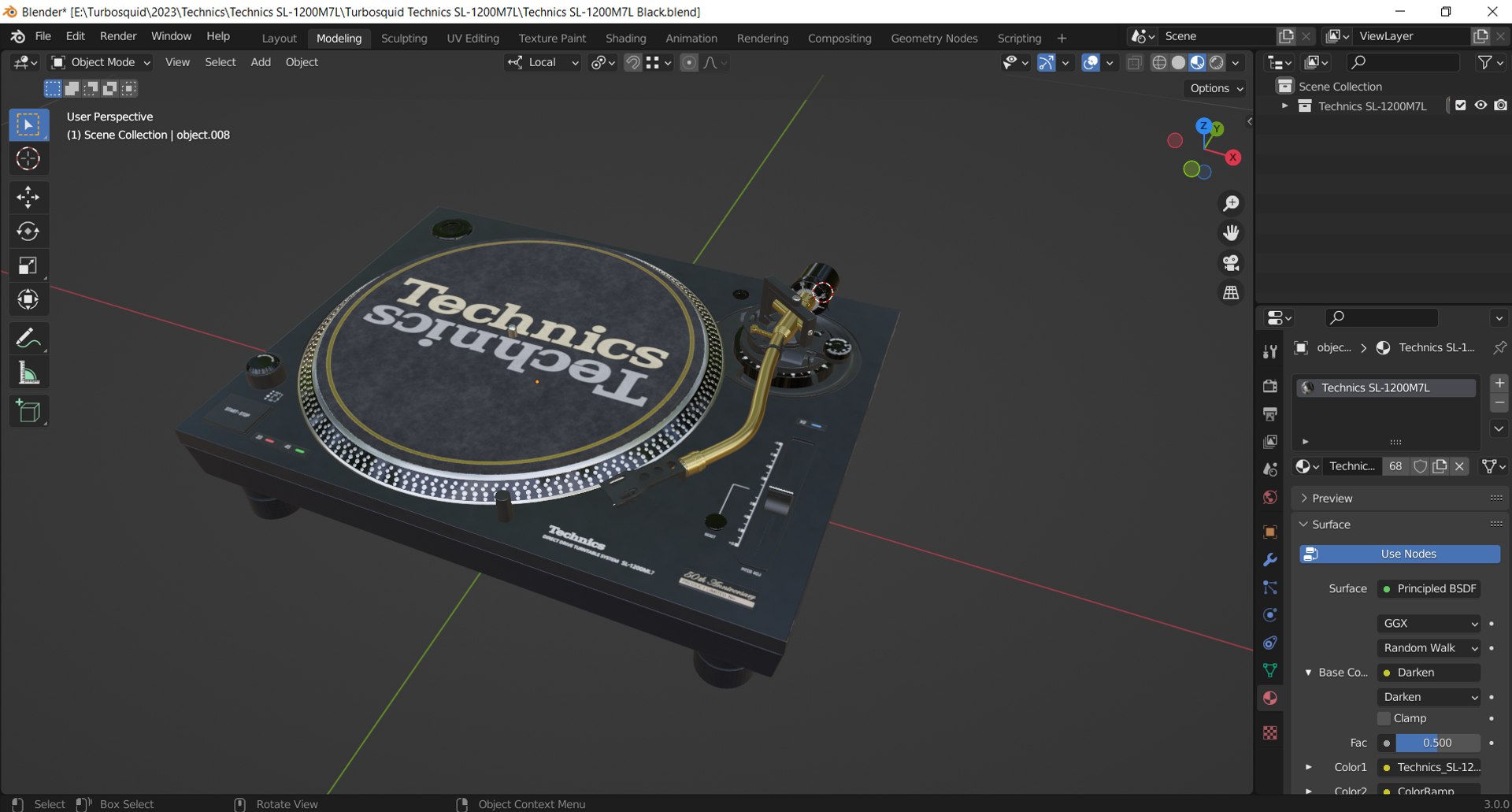 3D Technics SL-1200M7L Turntable Black Model - TurboSquid 2097442