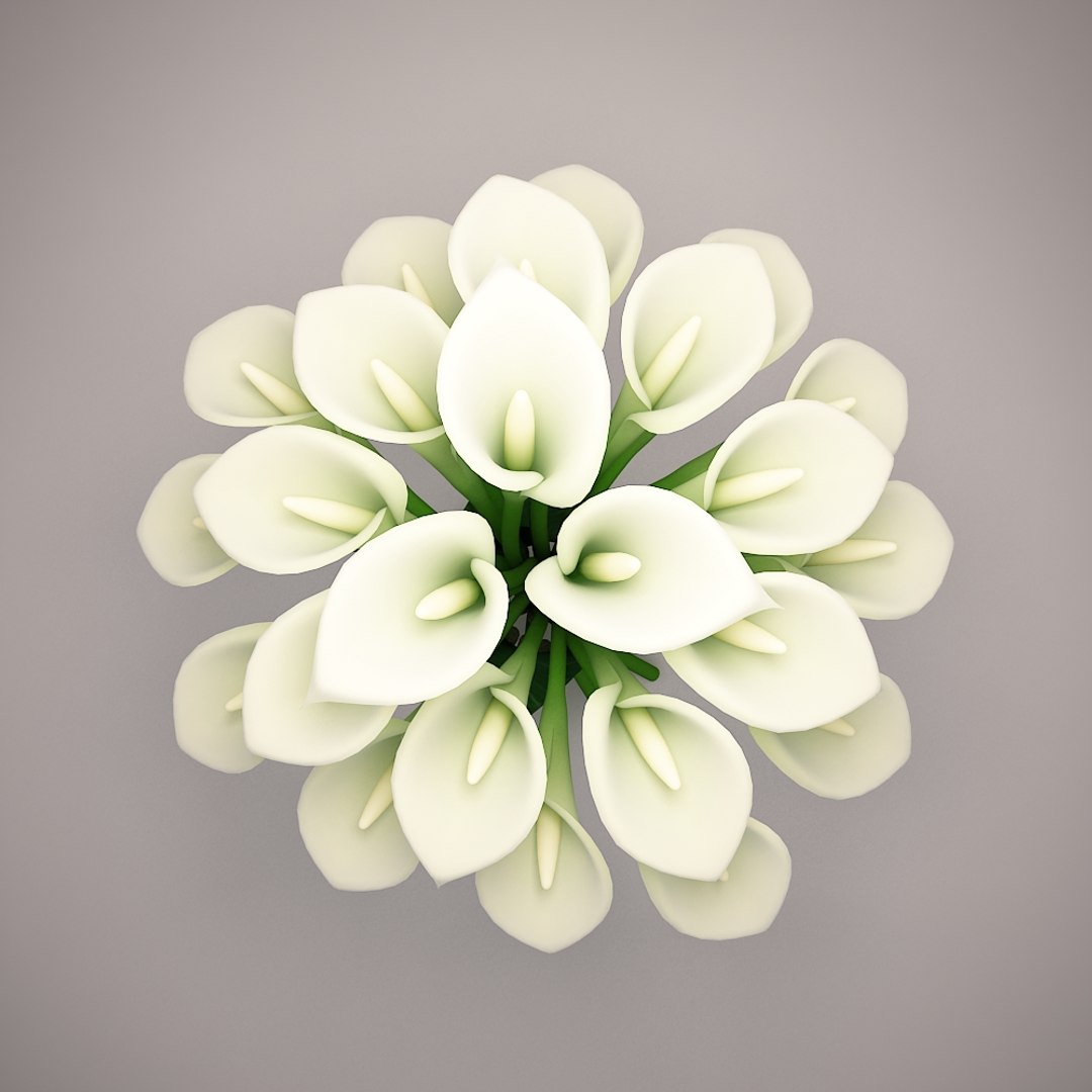 3d Model Beautiful White Flowers Bouquet