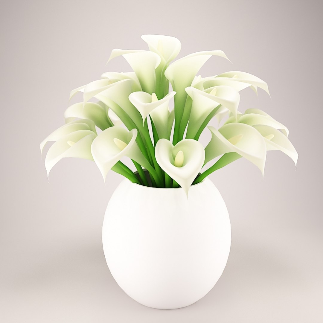 3d Model Beautiful White Flowers Bouquet