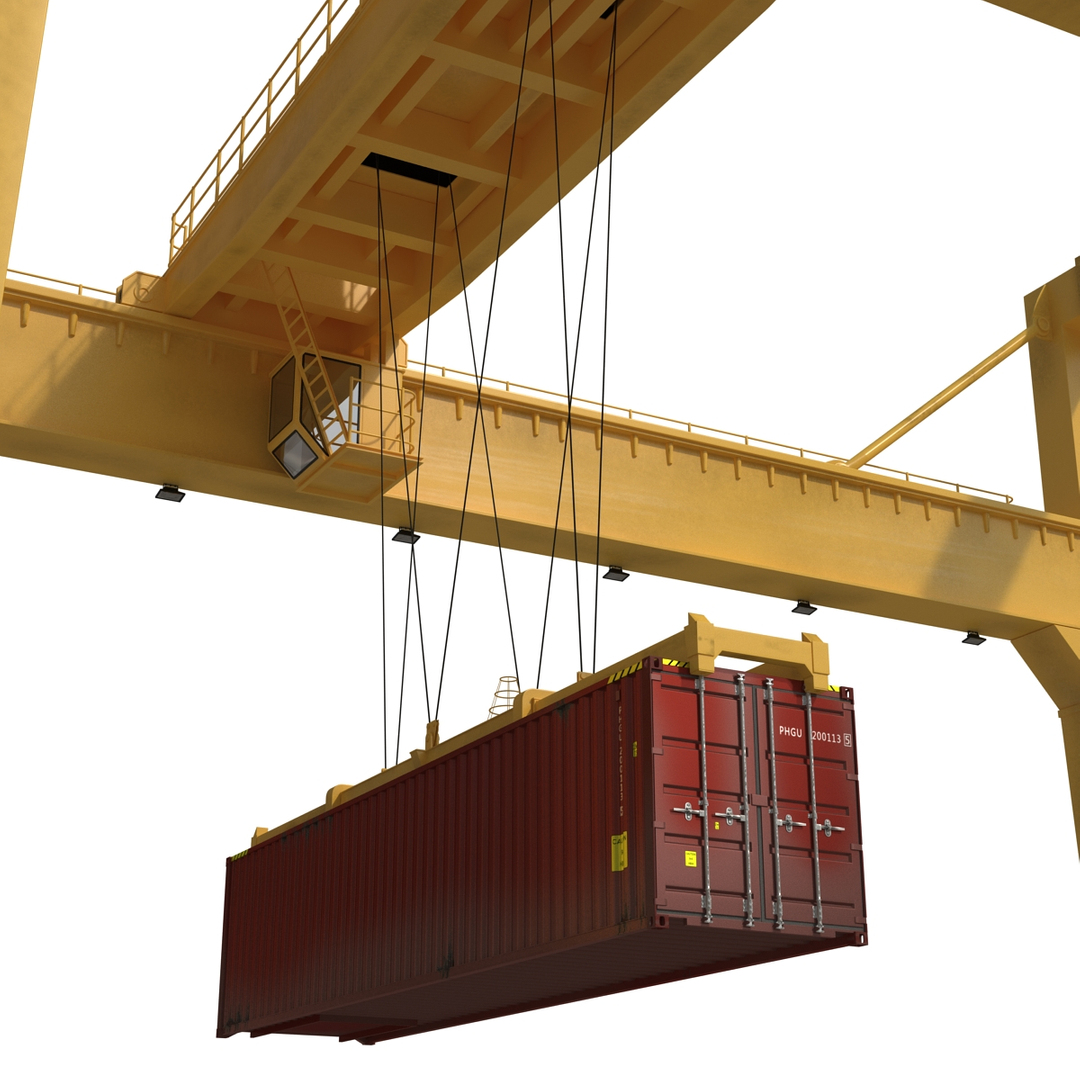 3d model rail mounted gantry container crane