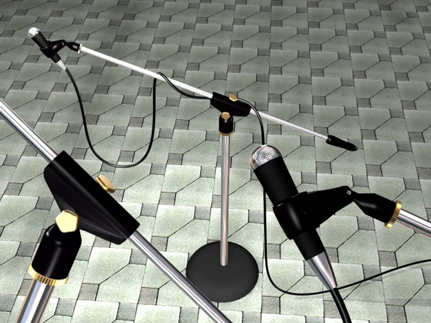 3d microphone stand cable mic model
