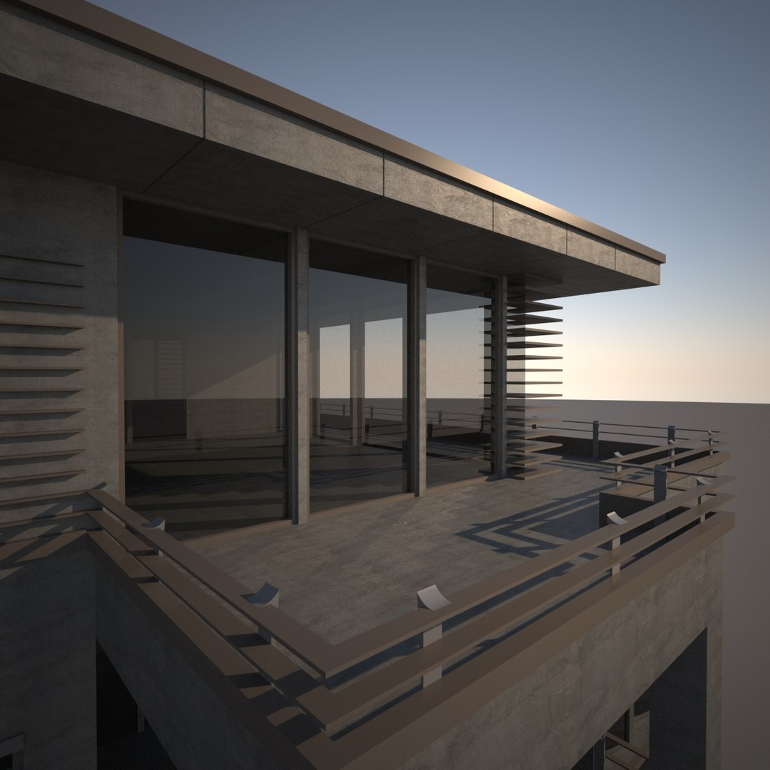 3d modern apartment building model