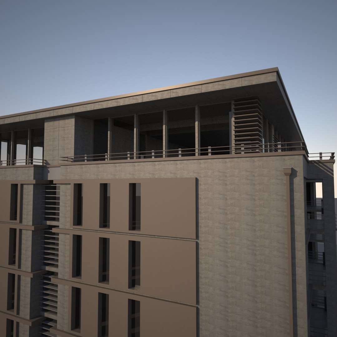 3d modern apartment building model