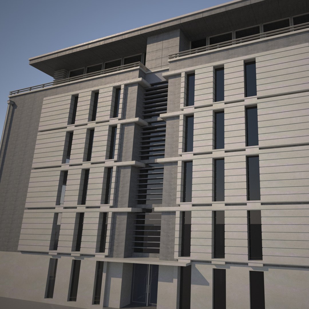 3d modern apartment building model
