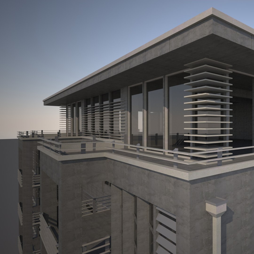 3d modern apartment building model