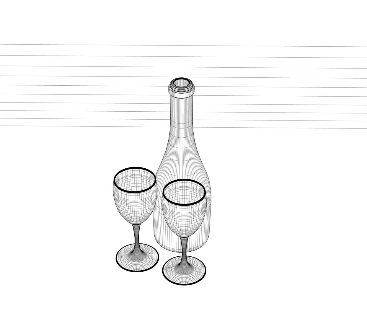 Champagne Bottle Dxf