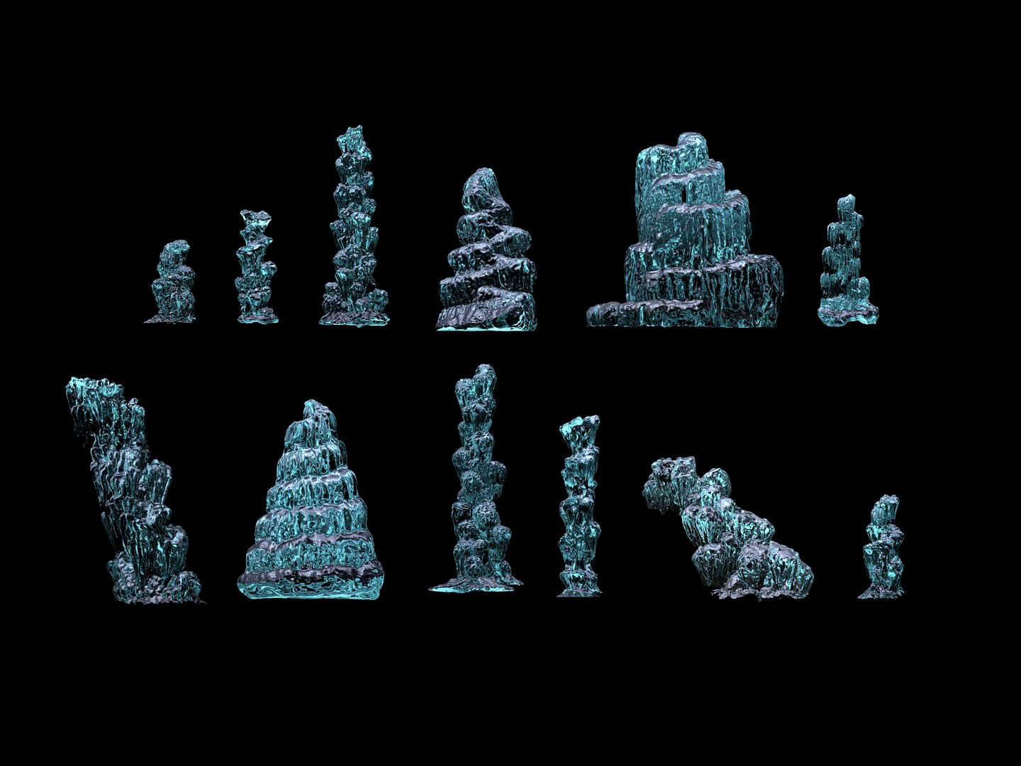 cave stalagmites rt 3d model