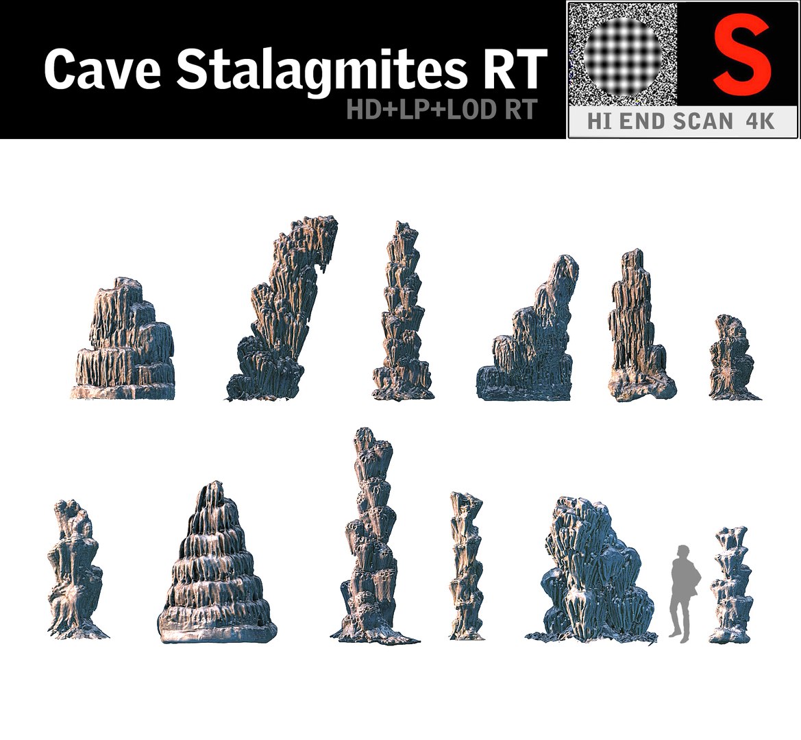 cave stalagmites rt 3d model
