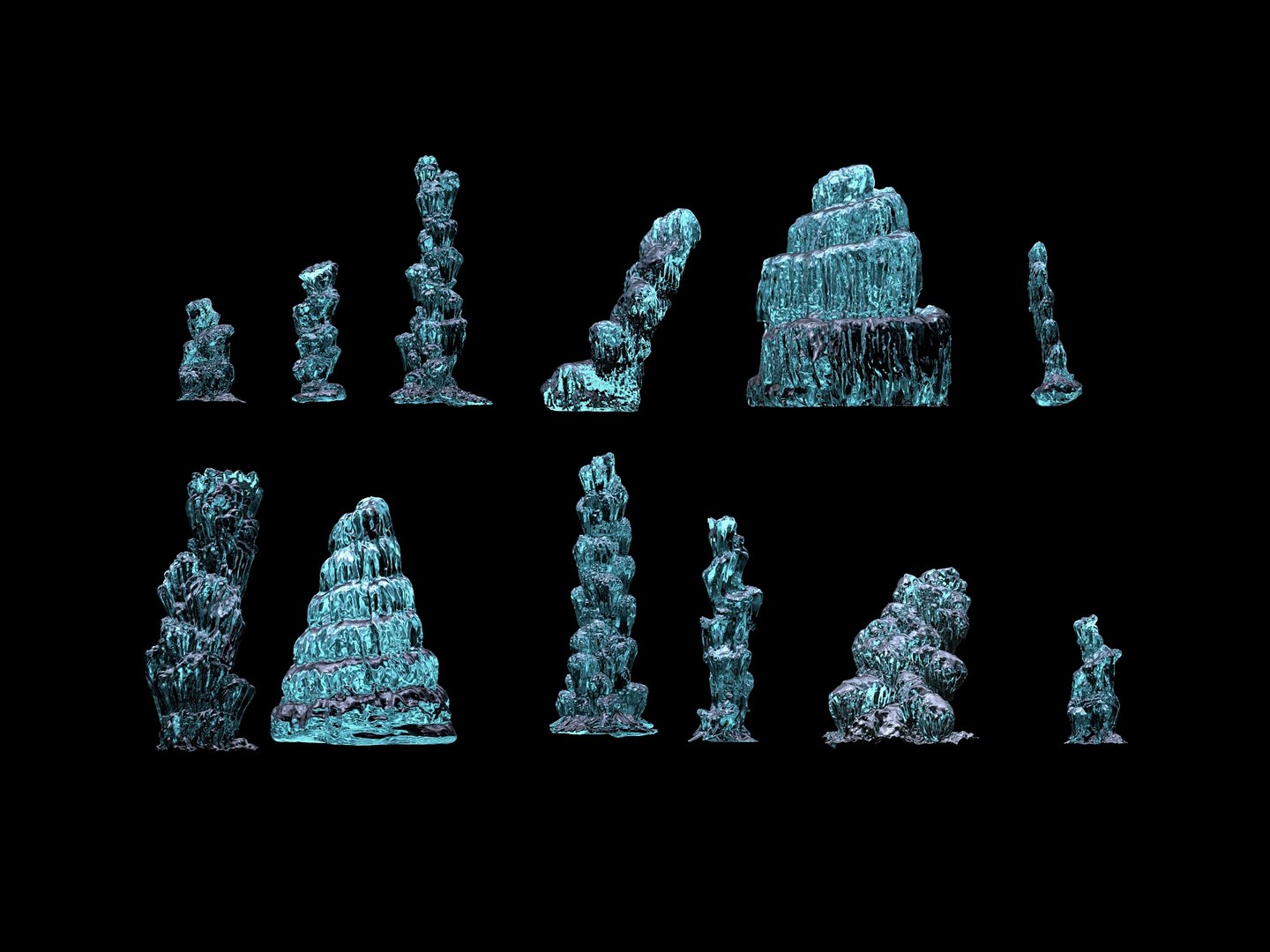 cave stalagmites rt 3d model