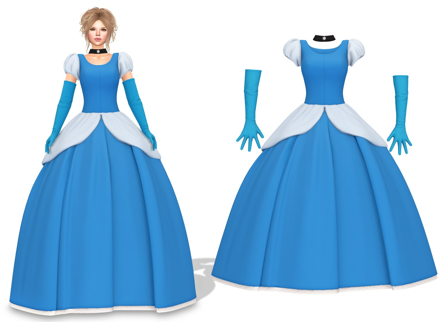 Fairy Tale Princess Costume Gown Dress 3D model - TurboSquid 1918483