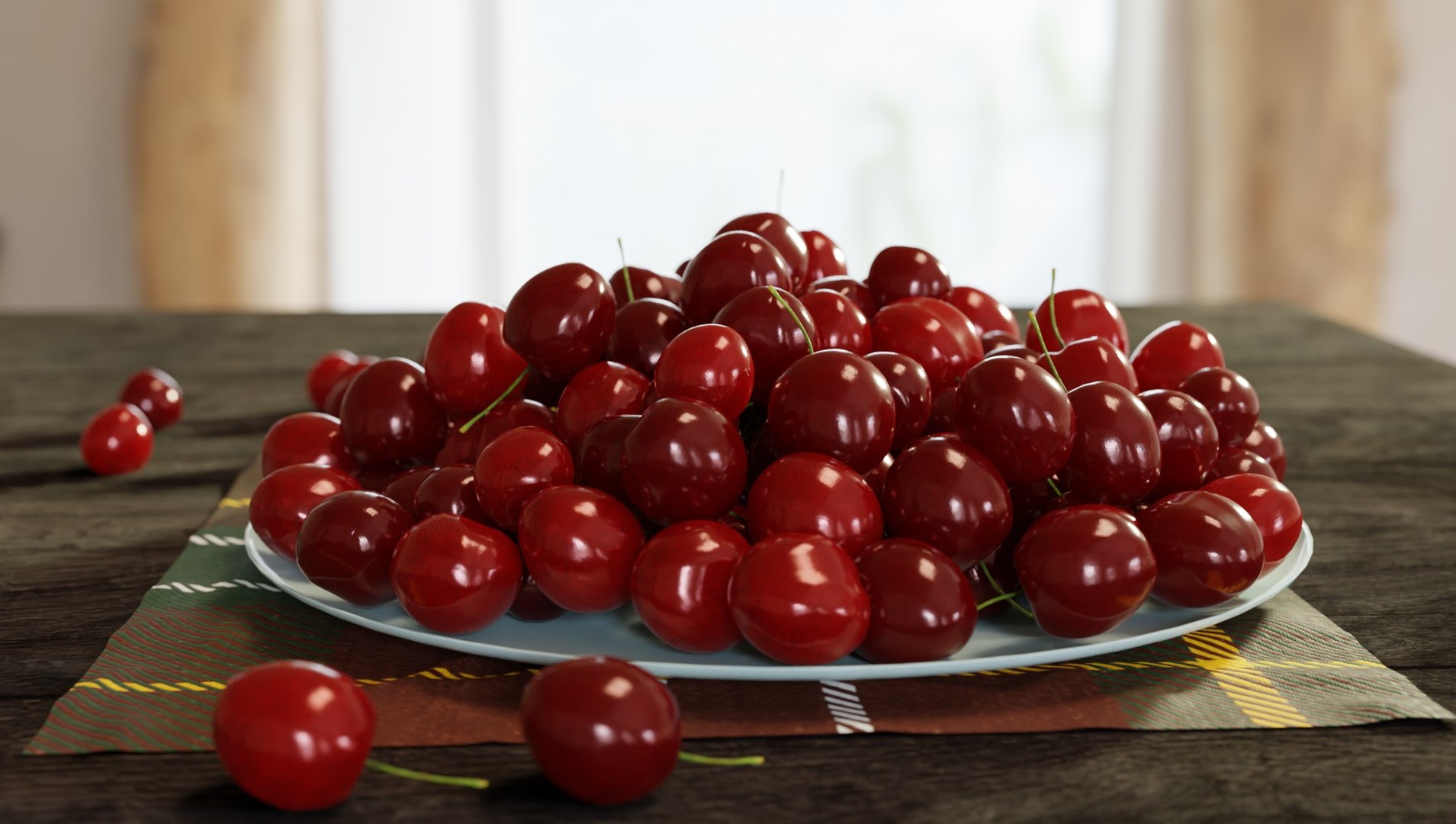 3D Cherry On A Plate 3D - TurboSquid 1790352