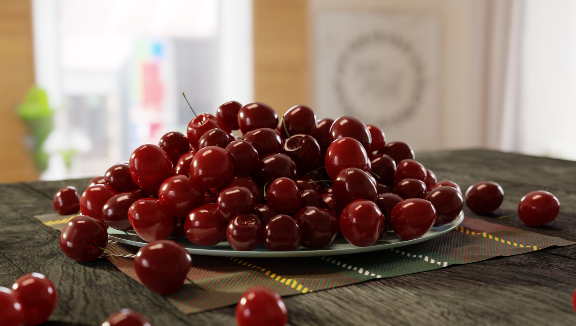 3D Cherry On A Plate 3D - TurboSquid 1790352