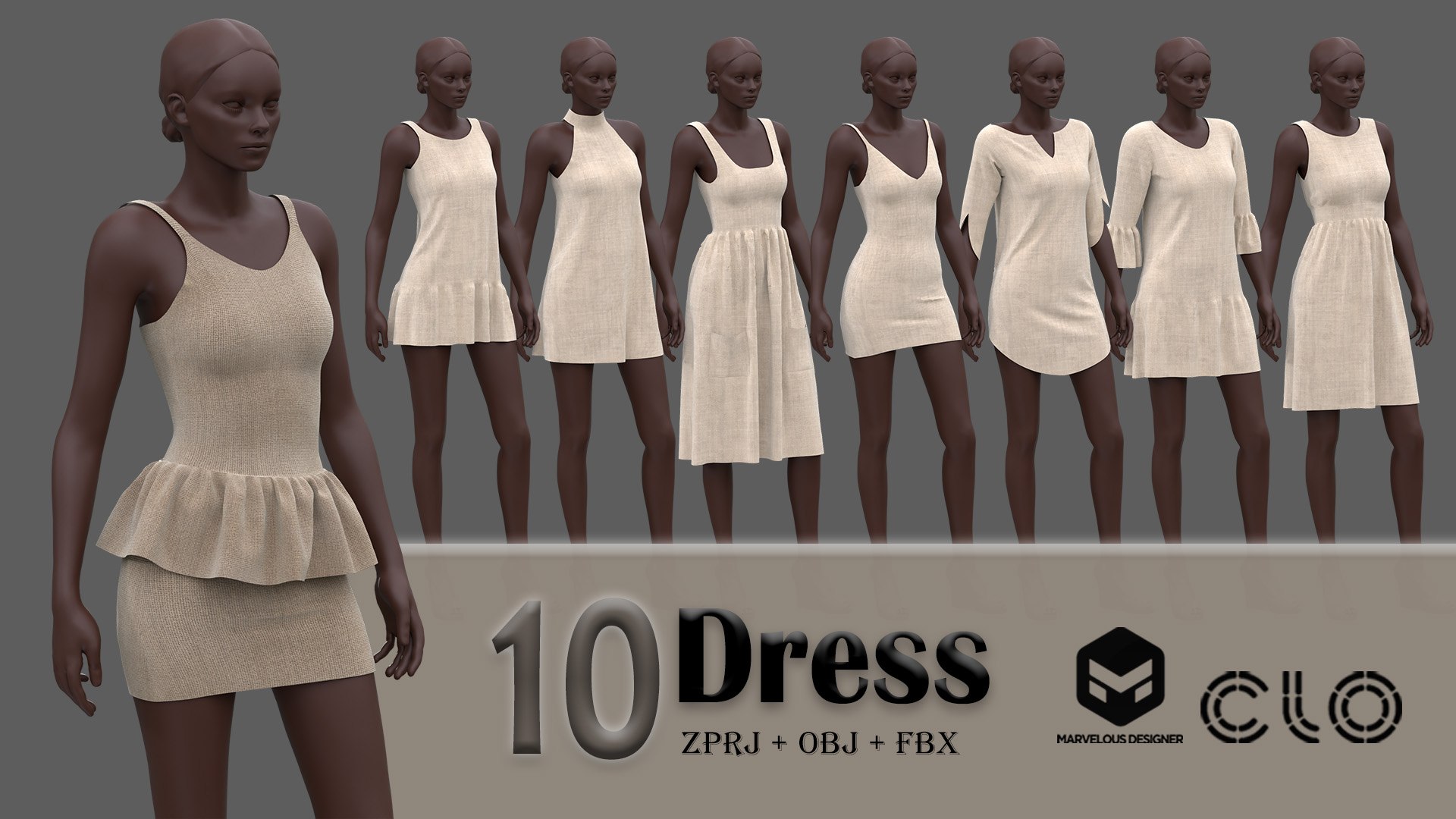 10 Female Dress model - TurboSquid 2078221