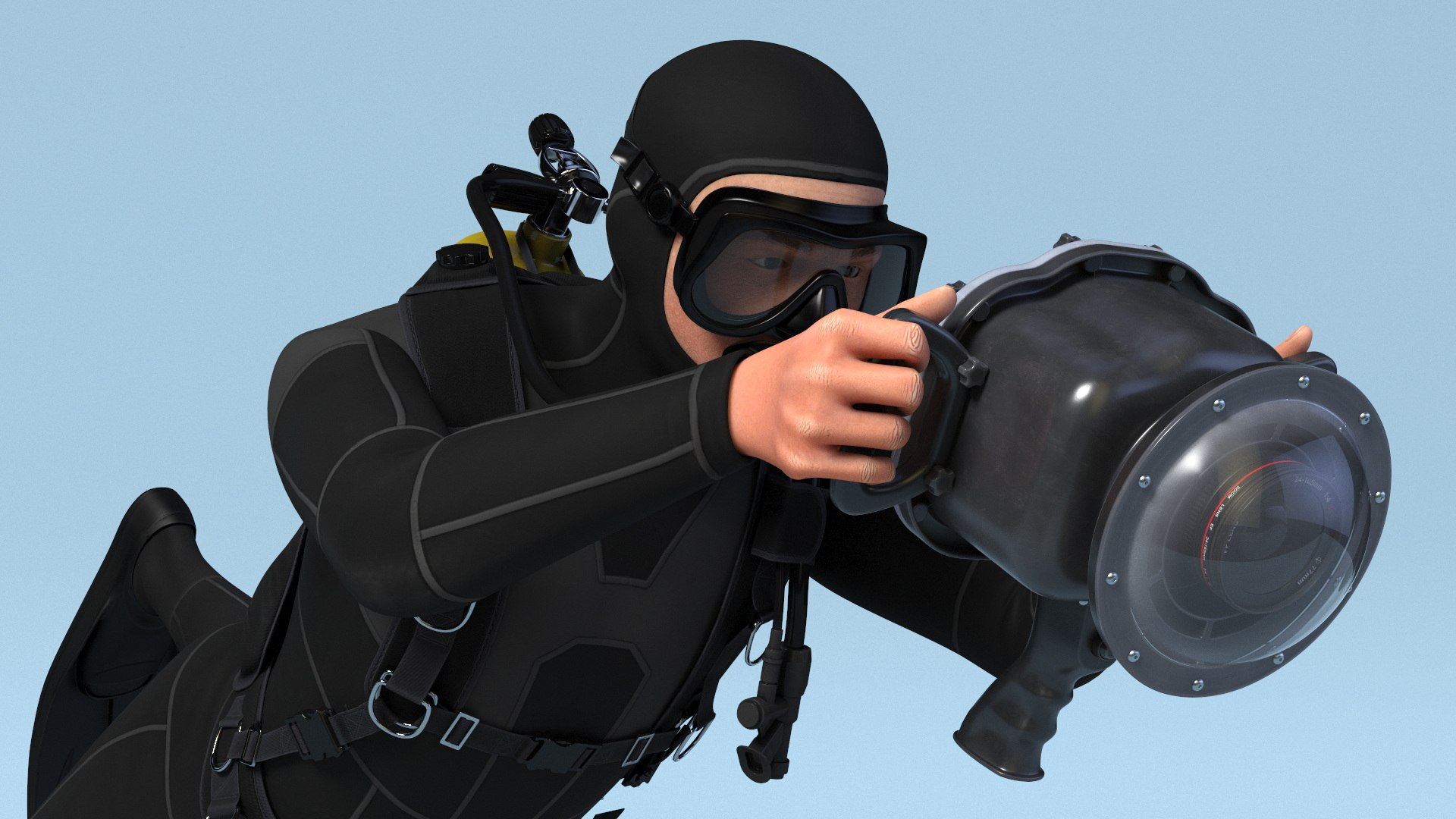 Diver With Underwater Camera Housing 3D Model - TurboSquid 2388857