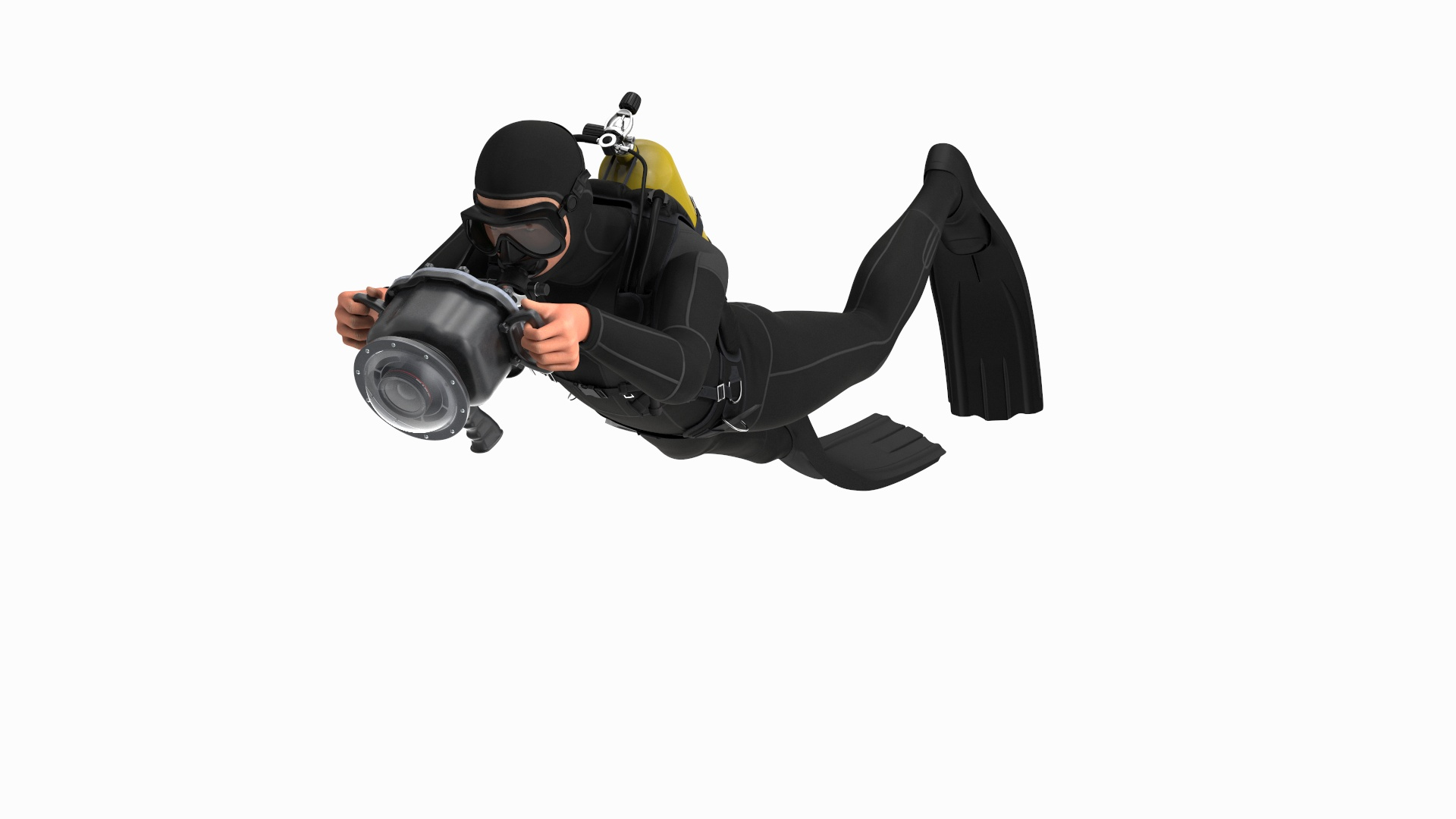 Diver With Underwater Camera Housing 3D Model - TurboSquid 2388857