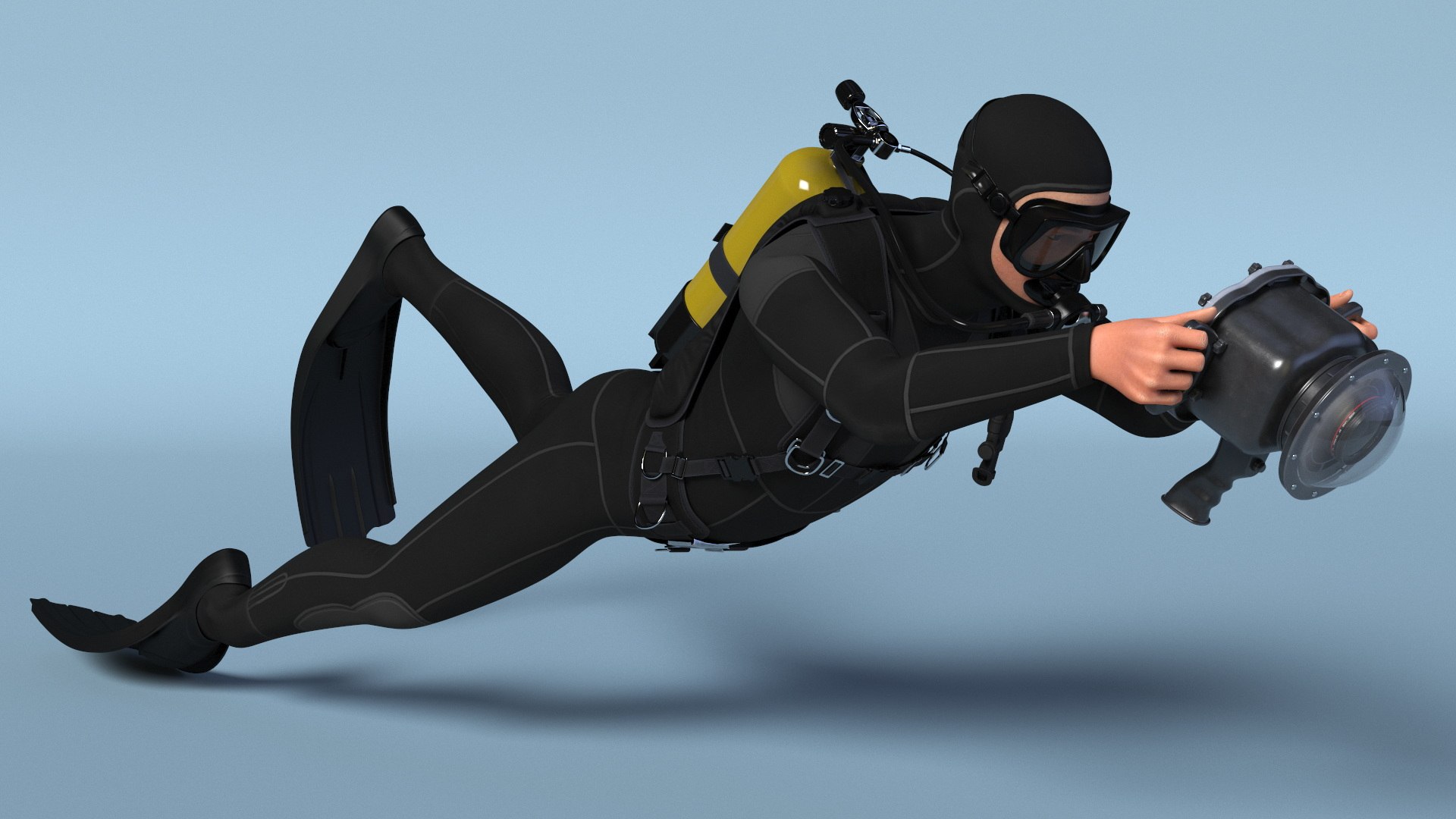 Diver With Underwater Camera Housing 3D Model - TurboSquid 2388857