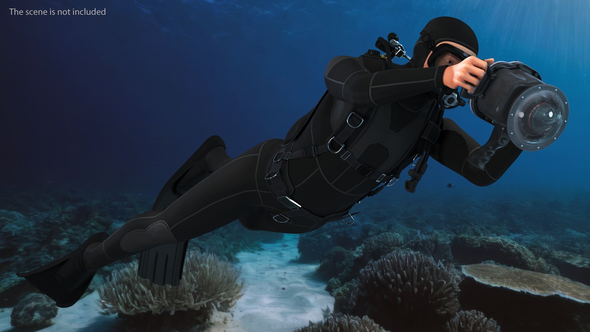 Diver With Underwater Camera Housing 3D Model - TurboSquid 2388857