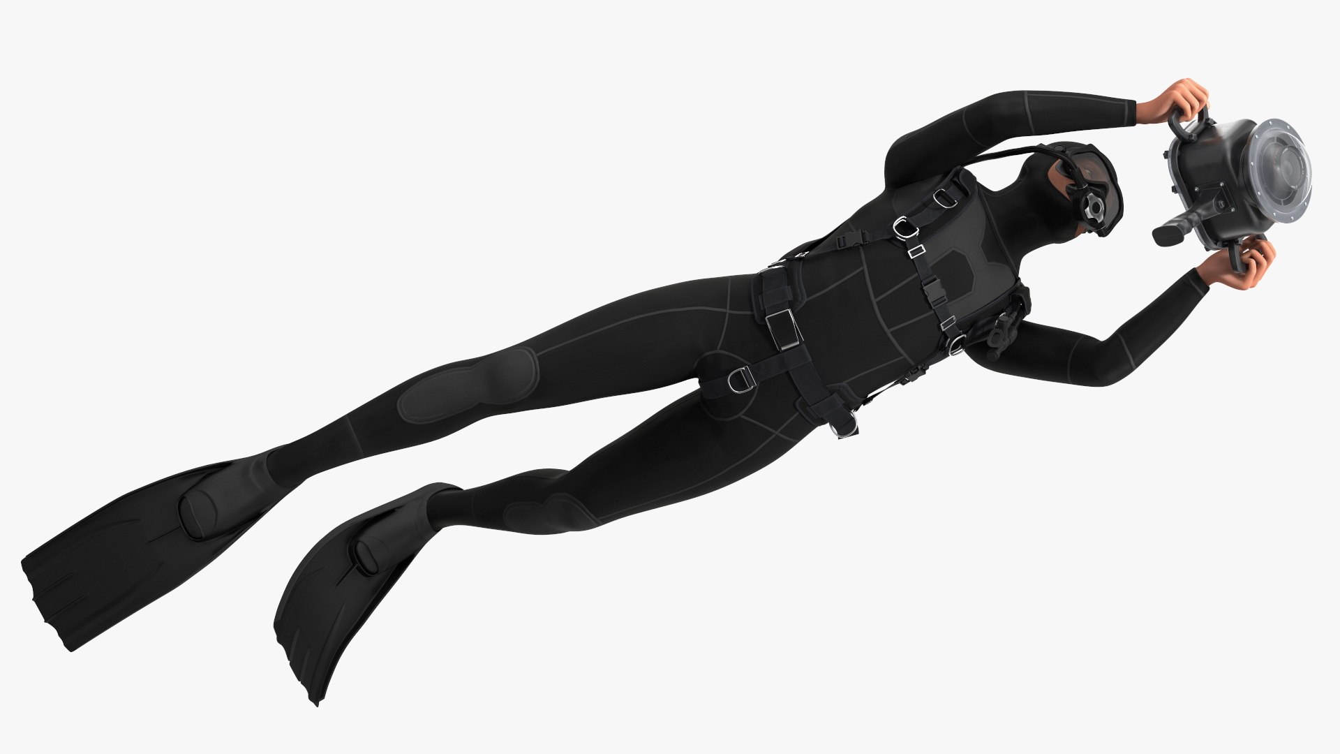 Diver With Underwater Camera Housing 3D Model - TurboSquid 2388857
