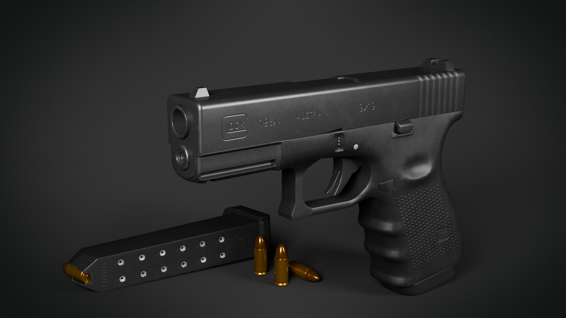 3D Glock 19 Pistol-Game Ready Model - TurboSquid 2396278