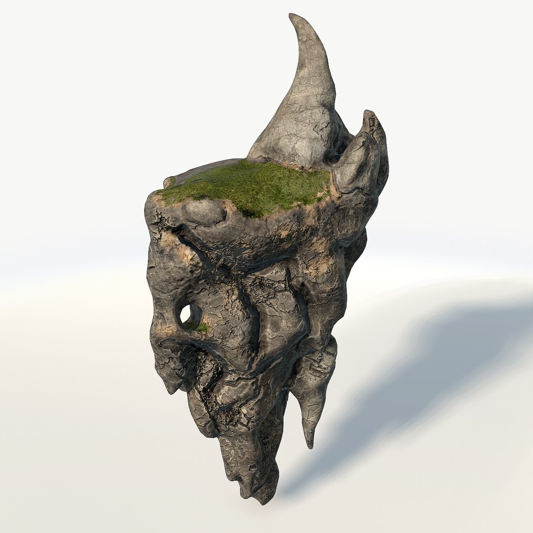 3d model floating island rock