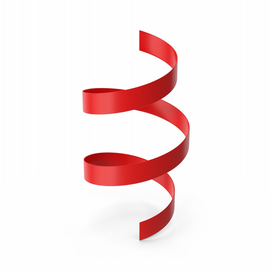 3D Red Curly Ribbon - TurboSquid 2073859