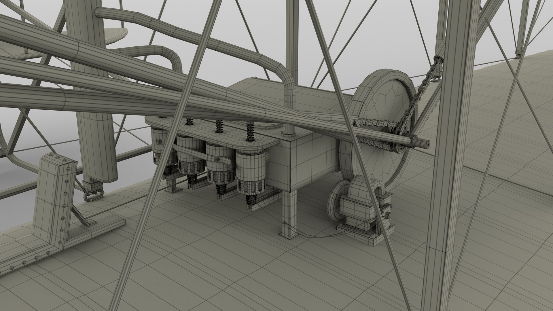 3d Rigged Wright Flyer Model