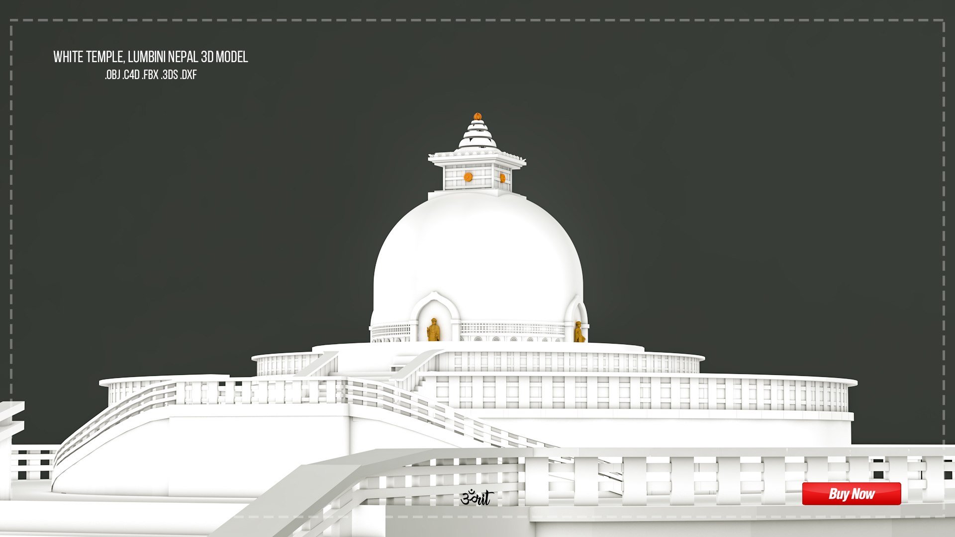 3D White Temple Lumbini Model - TurboSquid 1693330