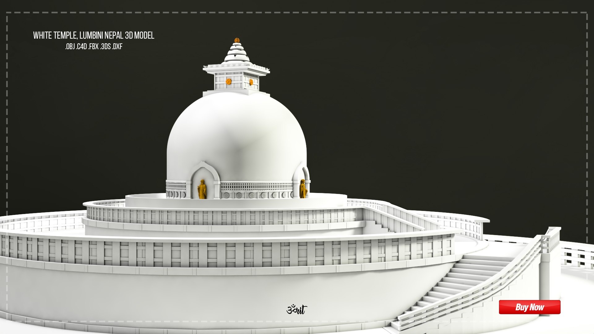 3D White Temple Lumbini Model - TurboSquid 1693330