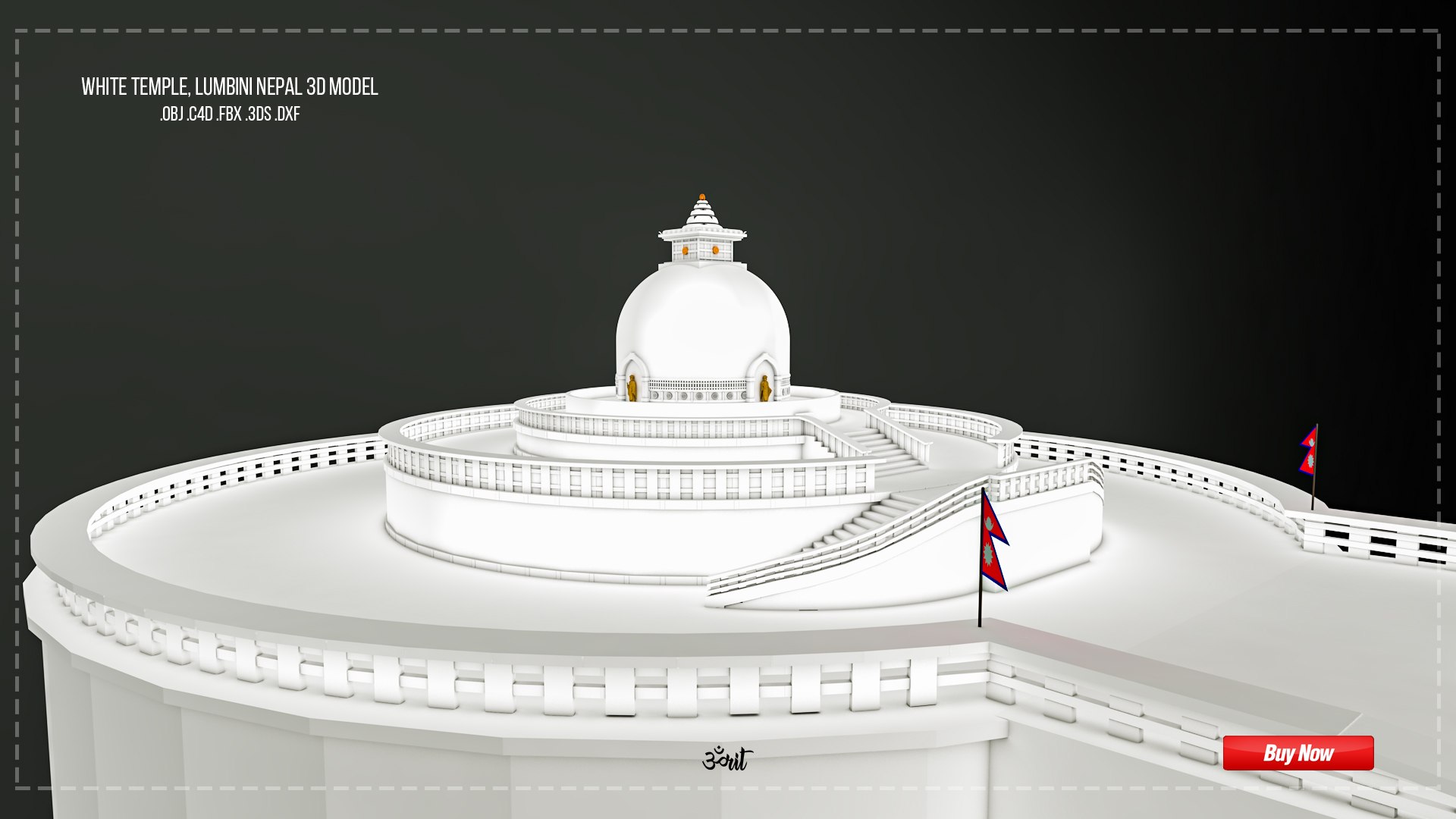 3D White Temple Lumbini Model - TurboSquid 1693330