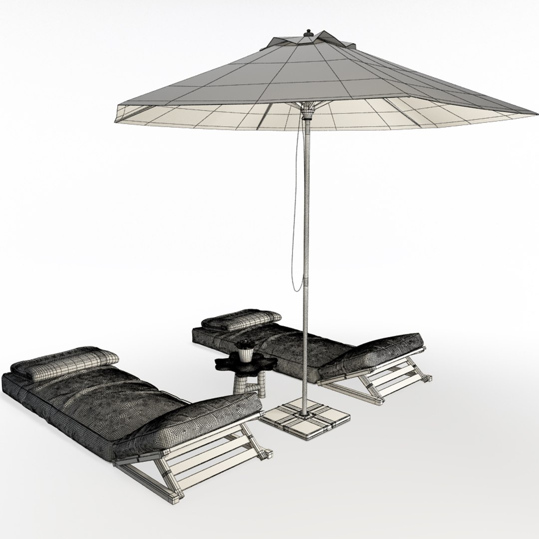 Wooden Headrest Sunbeds Set AtelierS 3D Model - TurboSquid 1788394