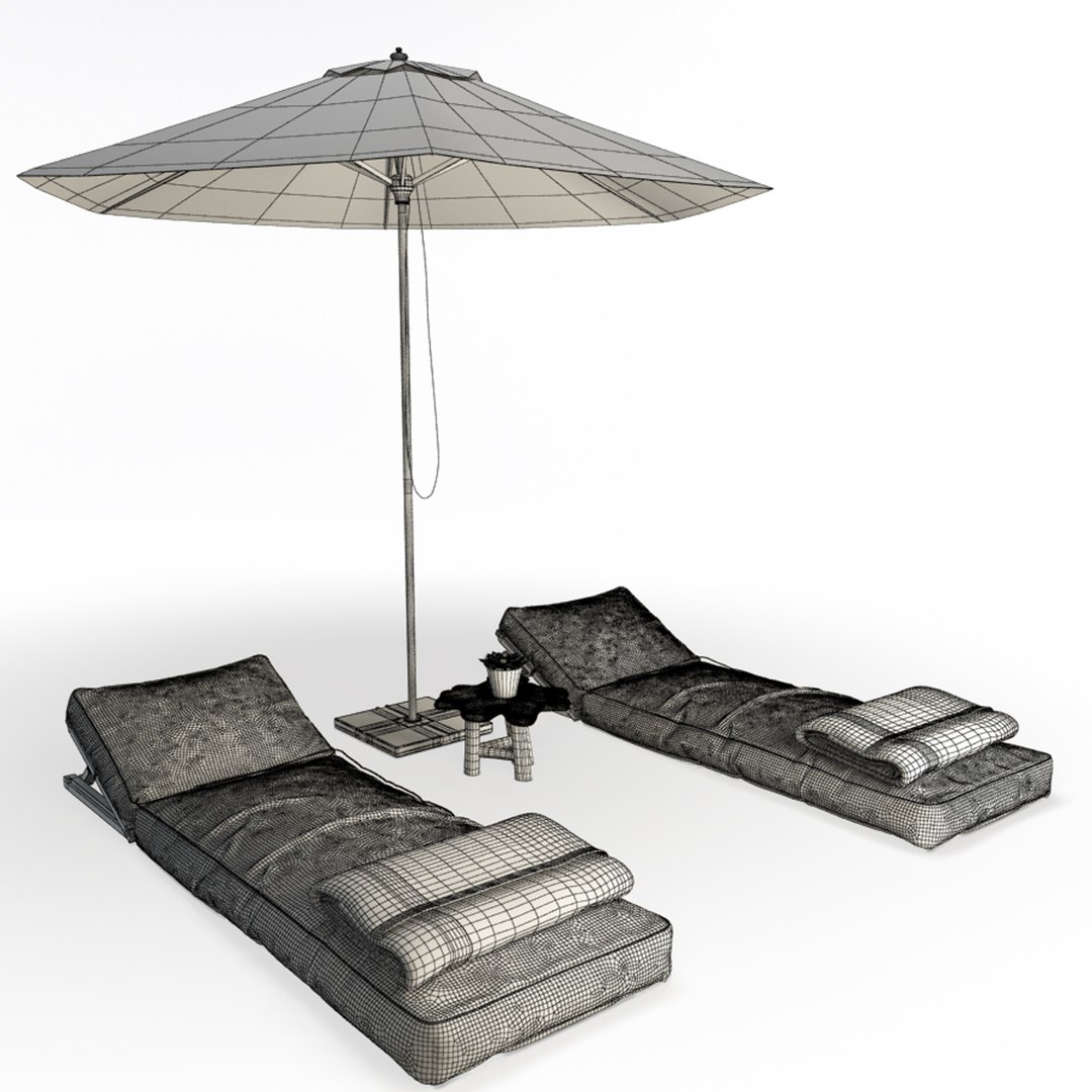 Wooden Headrest Sunbeds Set AtelierS 3D Model - TurboSquid 1788394