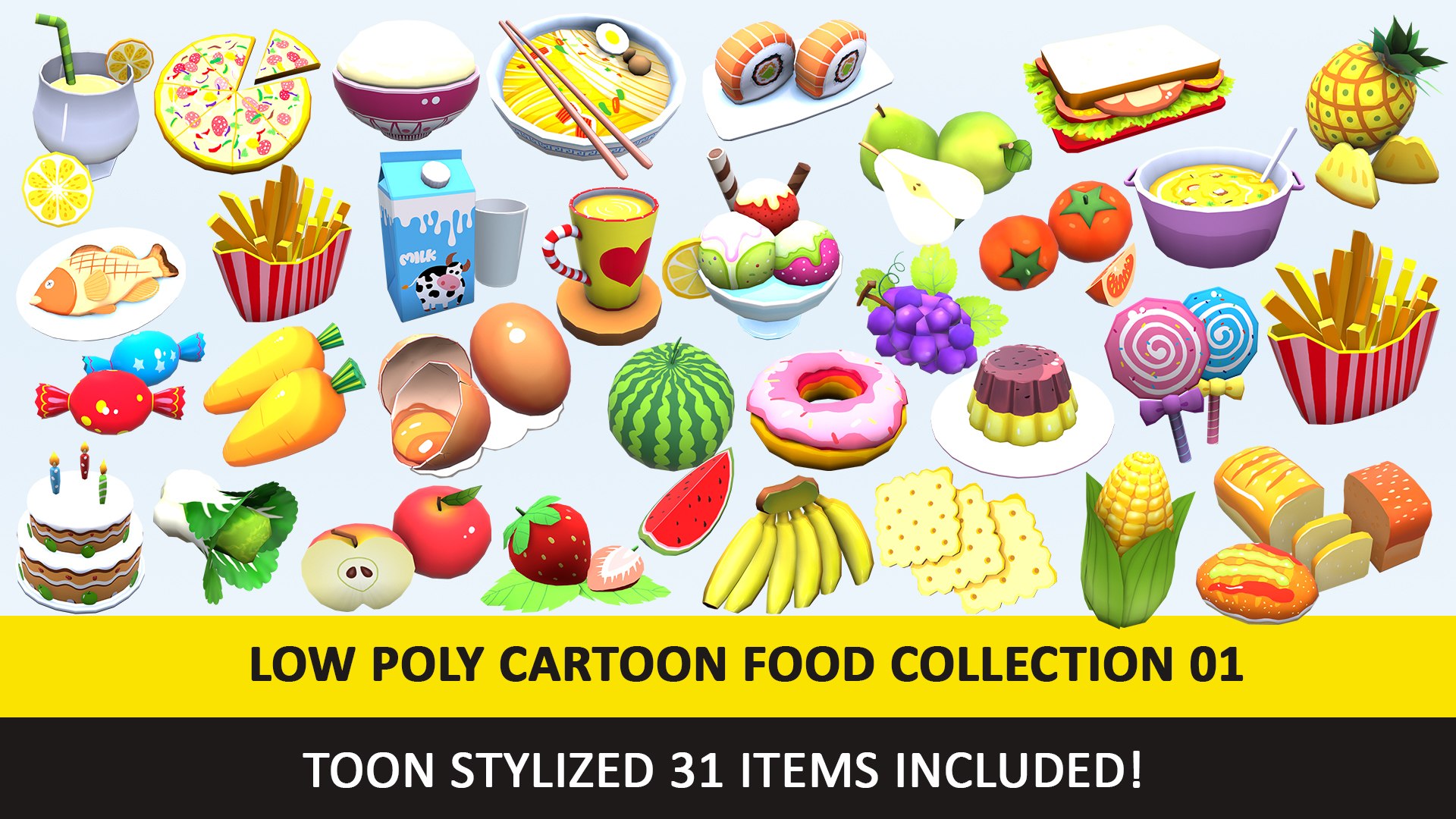 Cartoon Stylized Food Complete 3D Model - TurboSquid 1525876