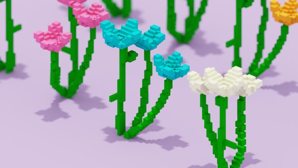 3D Voxel Flowers Pack - TurboSquid 1957175