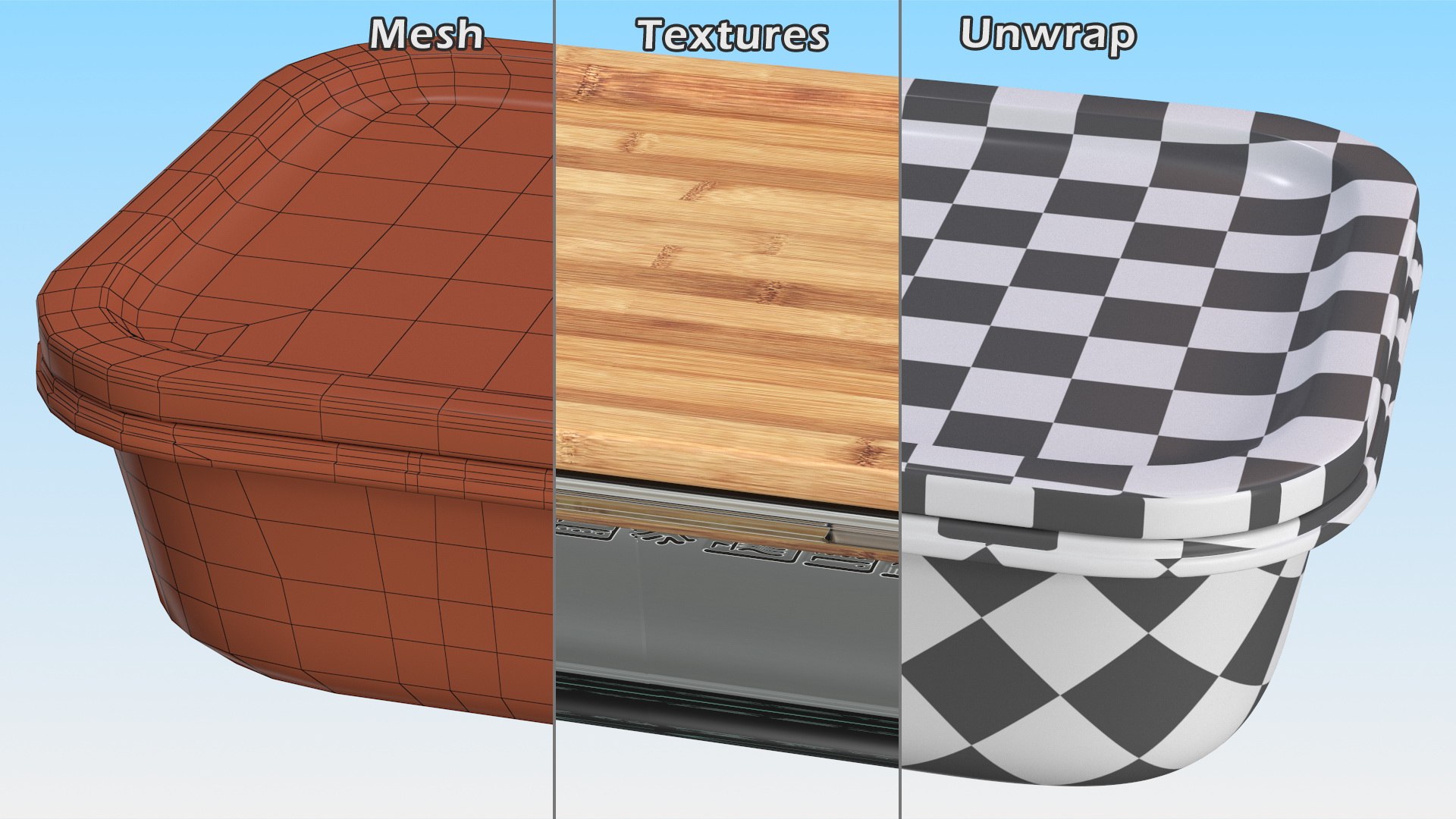 Rectangular Glass Food Storage Container with Bamboo Lid 1000ml 3D ...