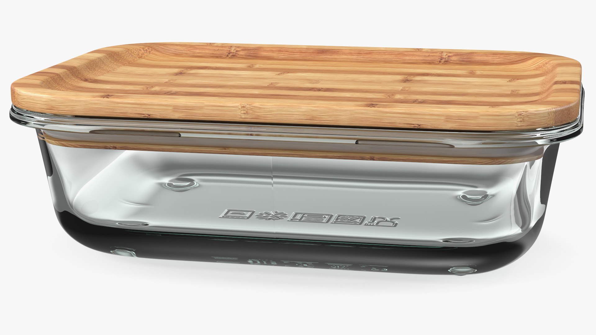 Rectangular Glass Food Storage Container with Bamboo Lid 1000ml 3D ...