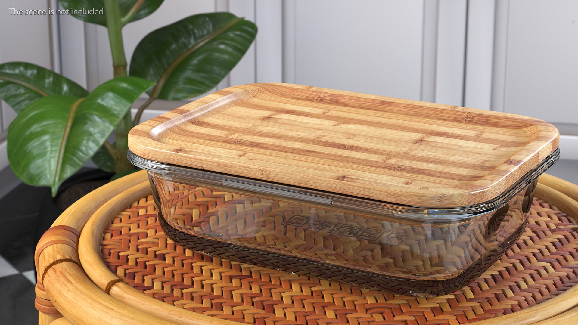 Rectangular Glass Food Storage Container with Bamboo Lid 1000ml 3D ...