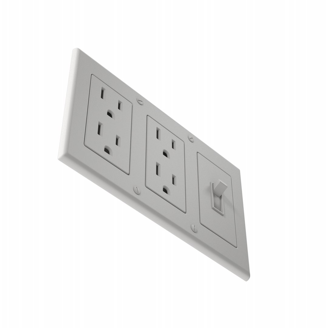 3D Double Socket Outlet And Light Switch model - TurboSquid 2164413