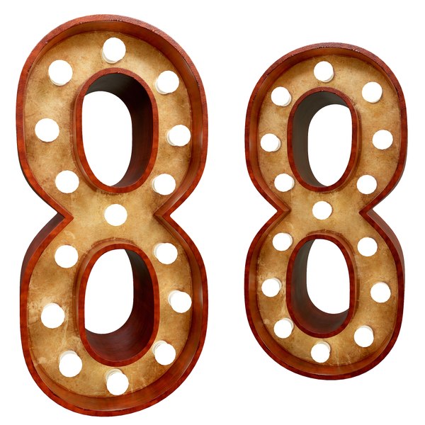 3D Marquee number eight light bulb wooden glow sign 3dmodel ...