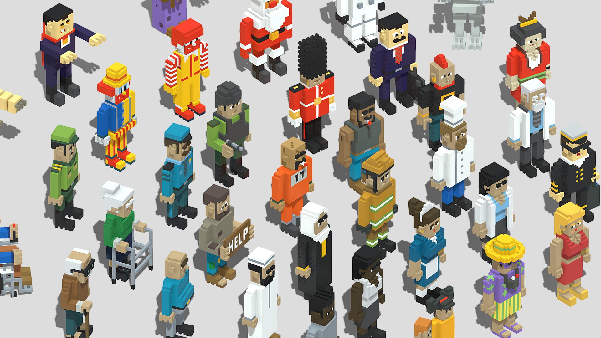 Voxel Characters Pack 40 Characters Model - TurboSquid 2145858