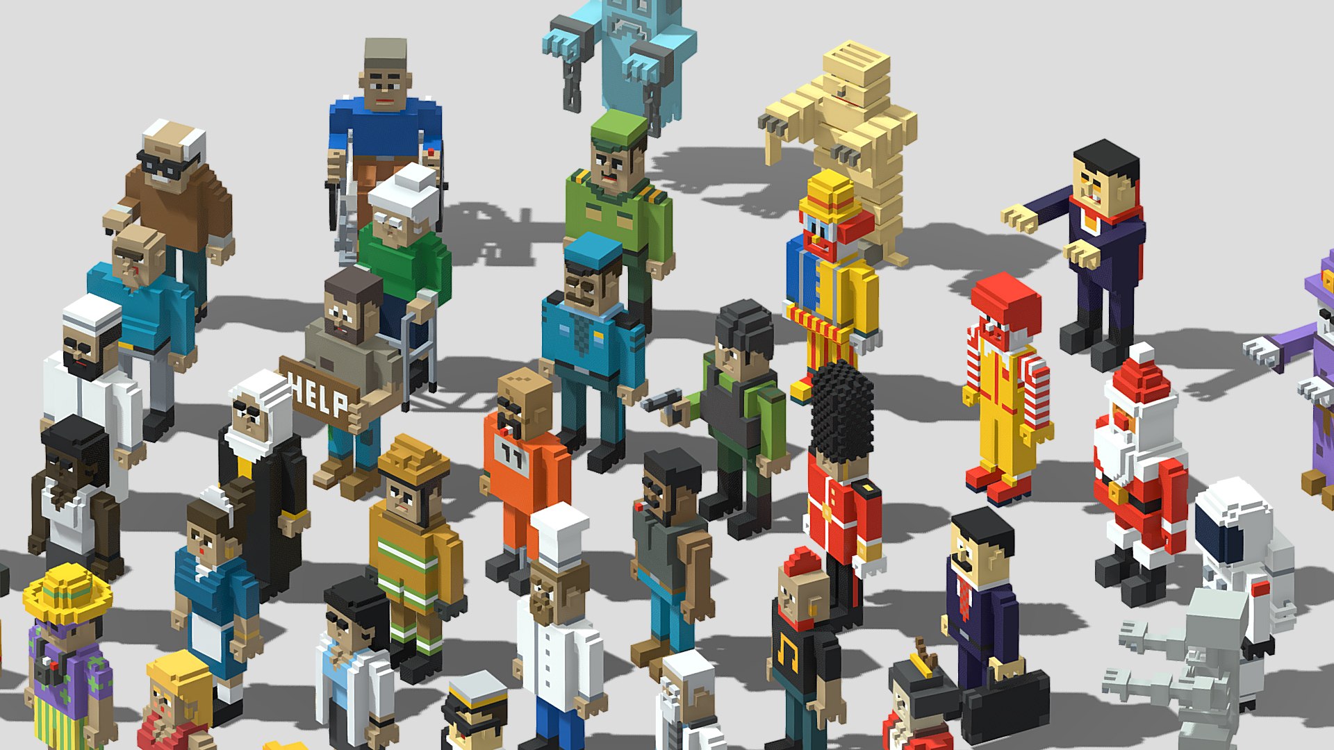 Voxel Characters Pack 40 Characters model - TurboSquid 2145858