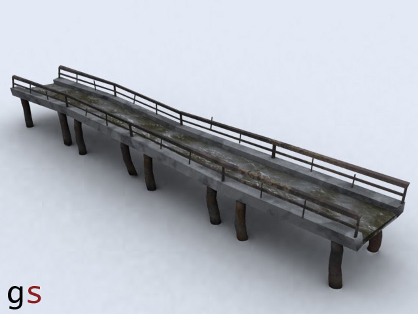 broken rusted bridge 3d model