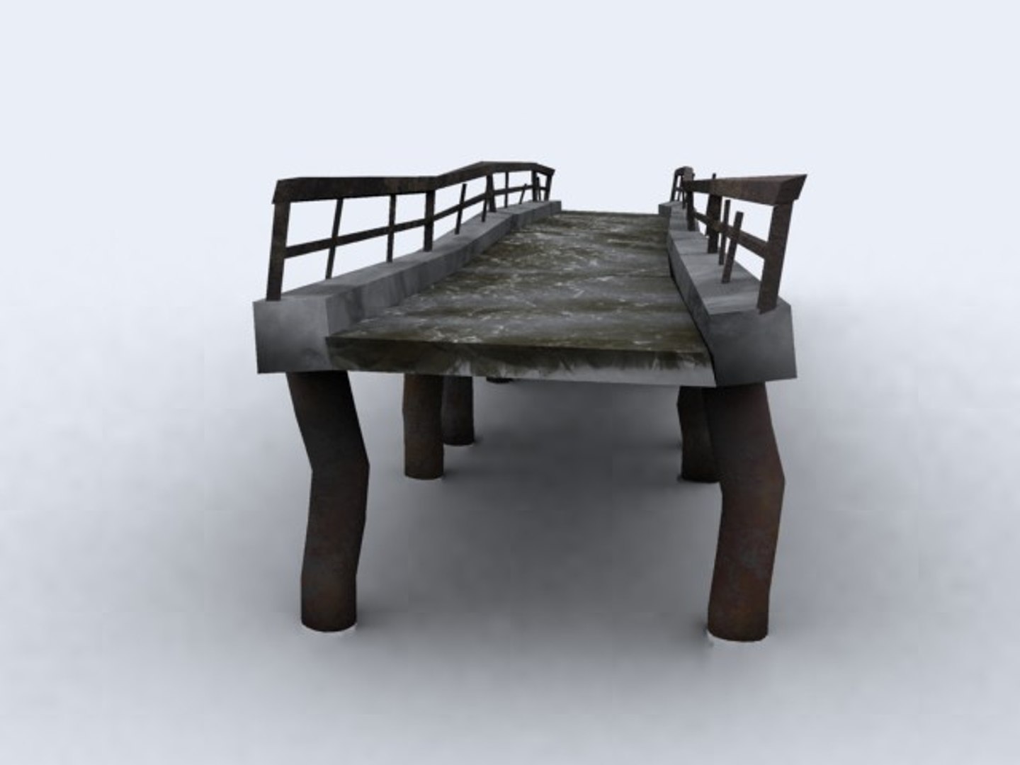 broken rusted bridge 3d model