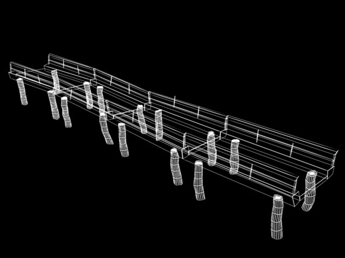 broken rusted bridge 3d model