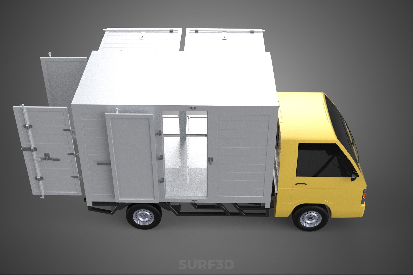 3D Model SLIDING SIDE DOOR BOX TRUCK SLIDE PANEL GATE LOADER DROP ...